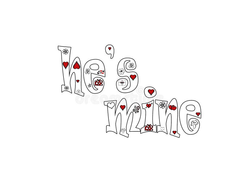 She is mine word stock illustration. Illustration of heart - 95320044