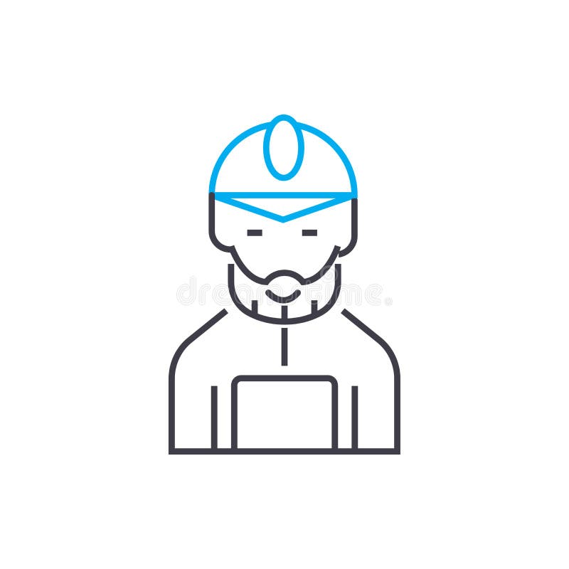Mine Worker Vector Thin Line Stroke Icon. Mine Worker Outline ...