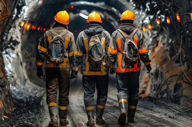 Mine Worker Wearing Helmets. at a Mine Site .Generative AI Stock Image ...