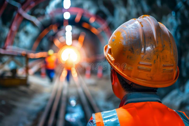 Mine Worker Wearing Helmets. at a Mine Site .Generative AI Stock Image ...