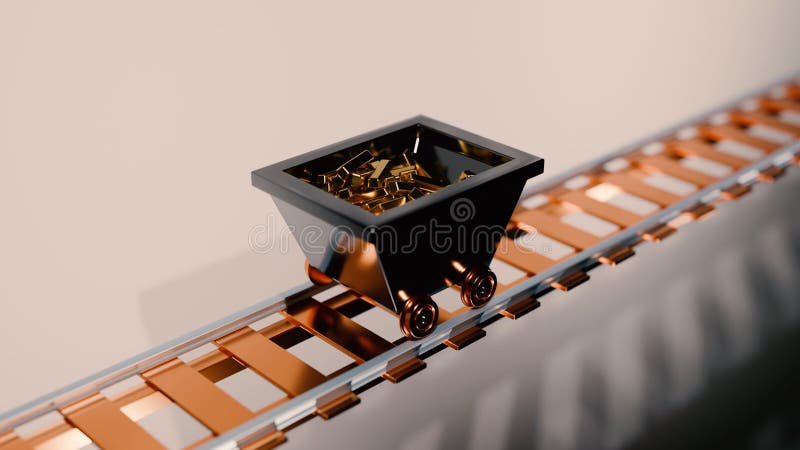 Minecart Carrying Various Materials on a Rail Track for Efficient ...