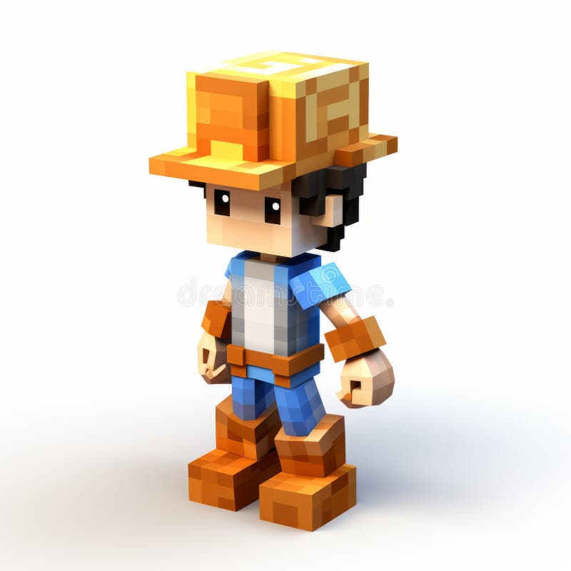 Realistic Minecraft Brown Cowboy Character with Meticulous Design Stock ...
