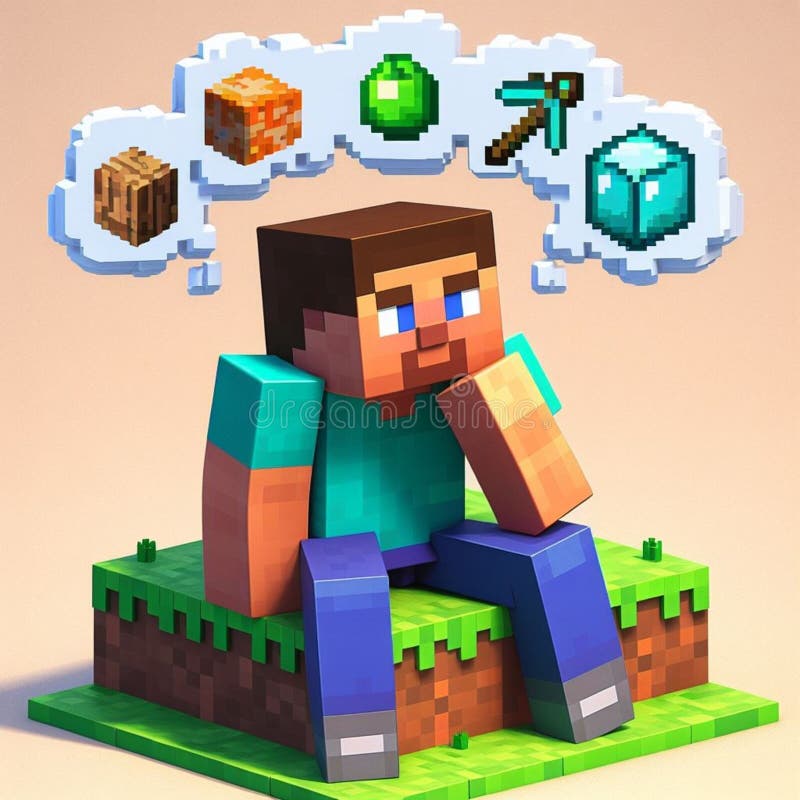 Minecraft Character Thinking Stock Illustration - Illustration of ...
