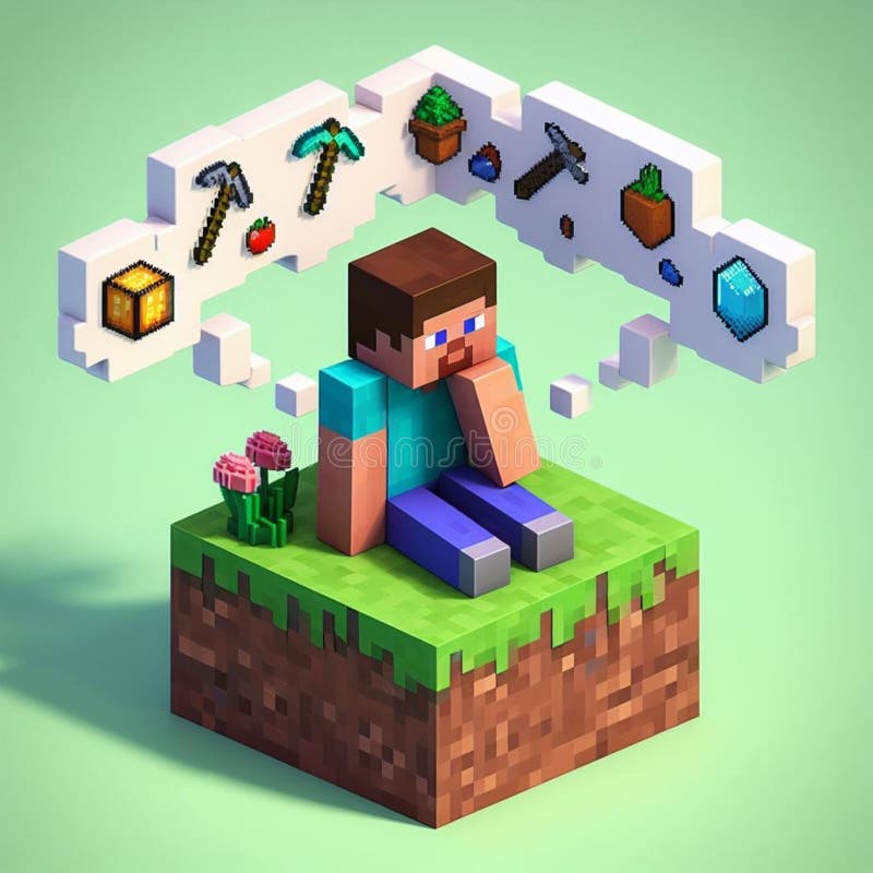 Minecraft Character Thinking Stock Illustration - Illustration of ...