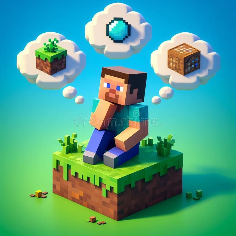 Minecraft Characters Thinking Stock Illustration - Illustration of ...