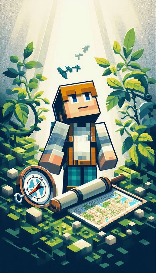 An Explorer Immersed in the Minecraft Jungle Biome, Seeking Treasure ...