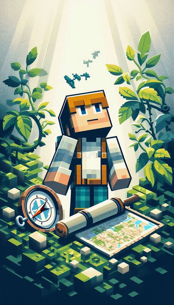 An Explorer Immersed in the Minecraft Jungle Biome, Seeking Treasure ...