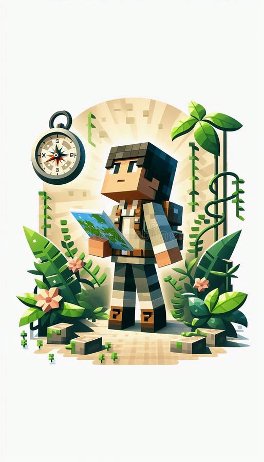 An Explorer Immersed in the Minecraft Jungle Biome, Seeking Treasure ...