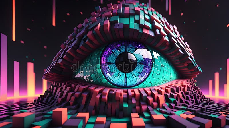 Minecraft Inspired Eye with Psychedelic Abstract Design. Generative AI ...