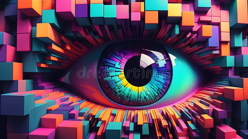 Minecraft Inspired Eye with Psychedelic Abstract Design. Generative AI ...