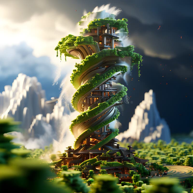 Minecraft Inspired Tornado. Minecraft Texture World. Generative AI ...