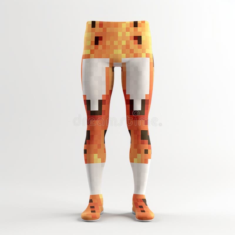 Realistic 3d Pixel Fox Leggings with Cheese Pattern Stock Illustration ...