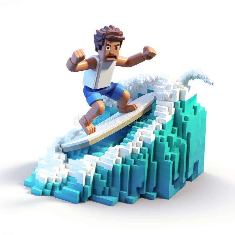 Photorealistic Minecraft Surfing: a Man Riding a Surfboard on a Blob ...