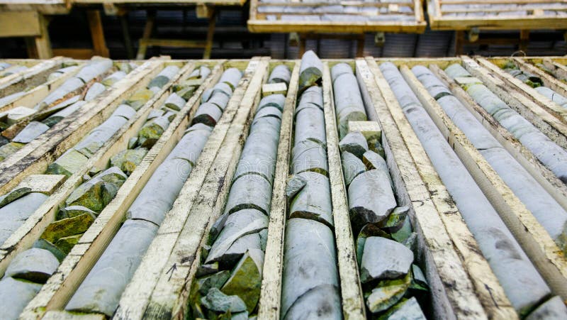 Mined core being logged stock image. Image of industrial - 65005593