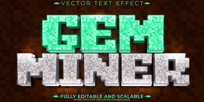 Miner 8 Bit Text Effect, Editable Pixel and Block Text Style Stock ...