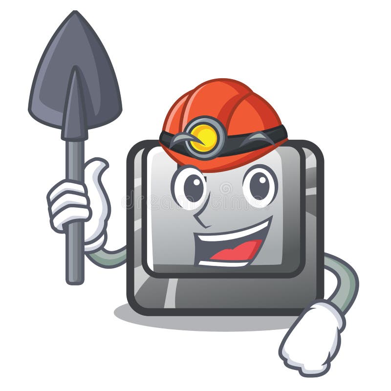 Miner Button F Installed on Cartoon Computer Stock Vector ...
