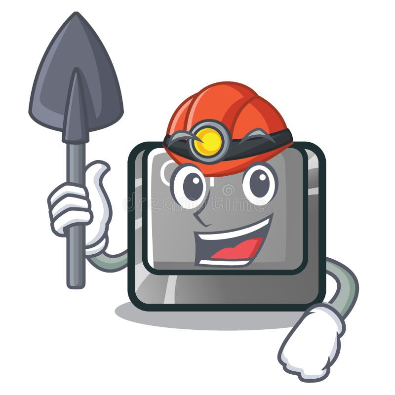 Miner Character Ctrl Button Attached on Computer Stock Vector ...