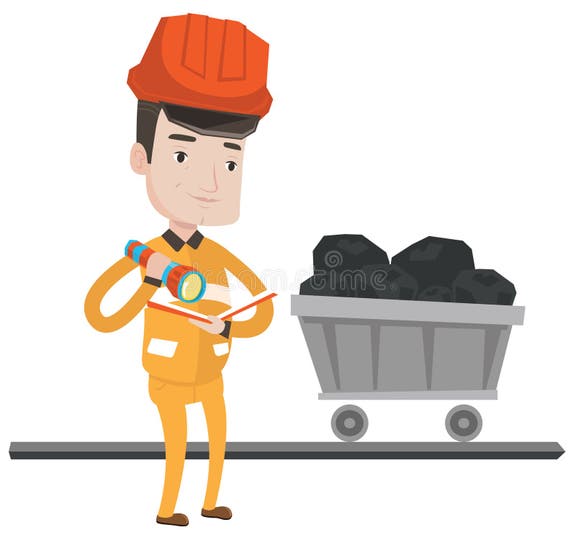 Miner Checking Documents Vector Illustration. Stock Vector ...