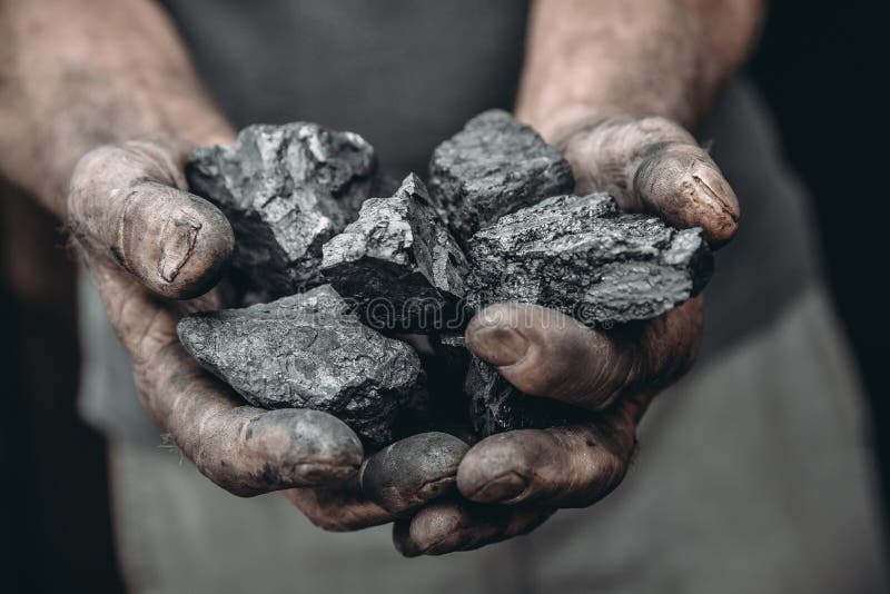 Miner Man Hands Protest Fist Up Revolution Coal Mine. Concept Workers ...