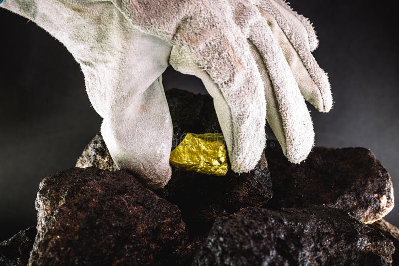 Miner Hand Holding Stones from Another, Gold Mineral Extraction ...