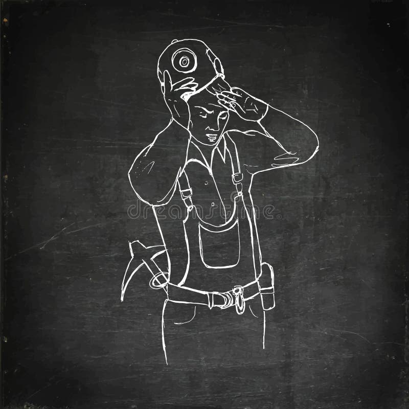 Miner hard working stock illustration. Illustration of chalkboard ...