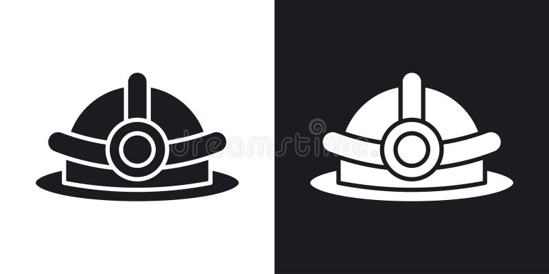 Miner Helmet Thin Line Vector Icon Set Stock Vector - Illustration of ...