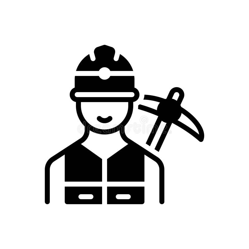 Black Solid Icon for Miner, Digger and Worker Stock Vector ...