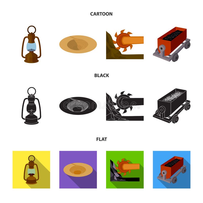 A Miner Lamp, A Funnel, A Mining Combine, A Trolley With Ore.Mining ... A Miner Lamp, A Funnel, A Mining Combine, A Trolley With Ore.Mining ...