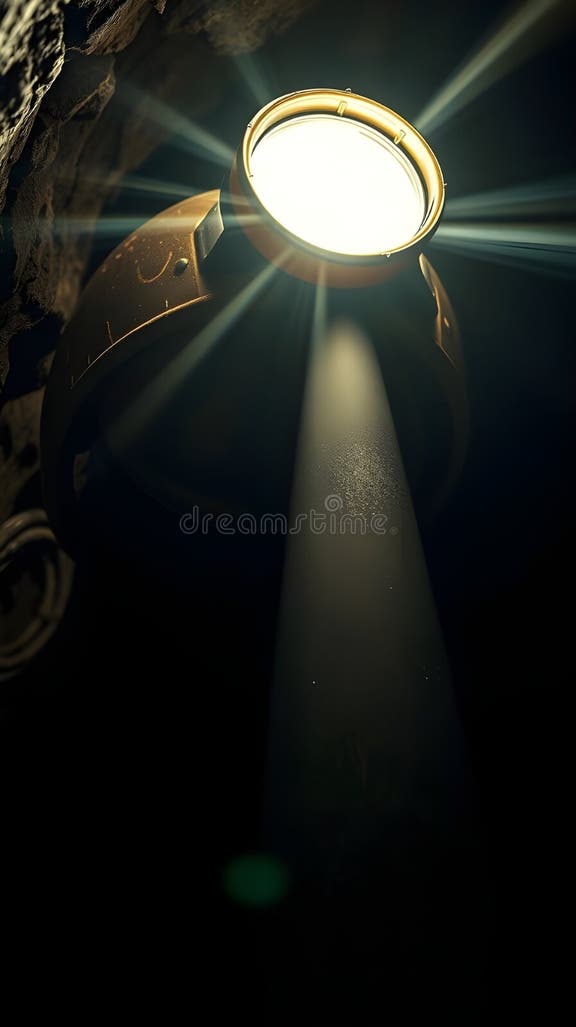 A Miner S Helmet with a Powerful Headlamp Stock Illustration ...