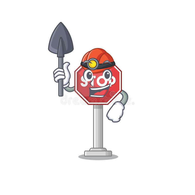 Miner Sign Stop with the Mascot Shape Stock Vector - Illustration of ...