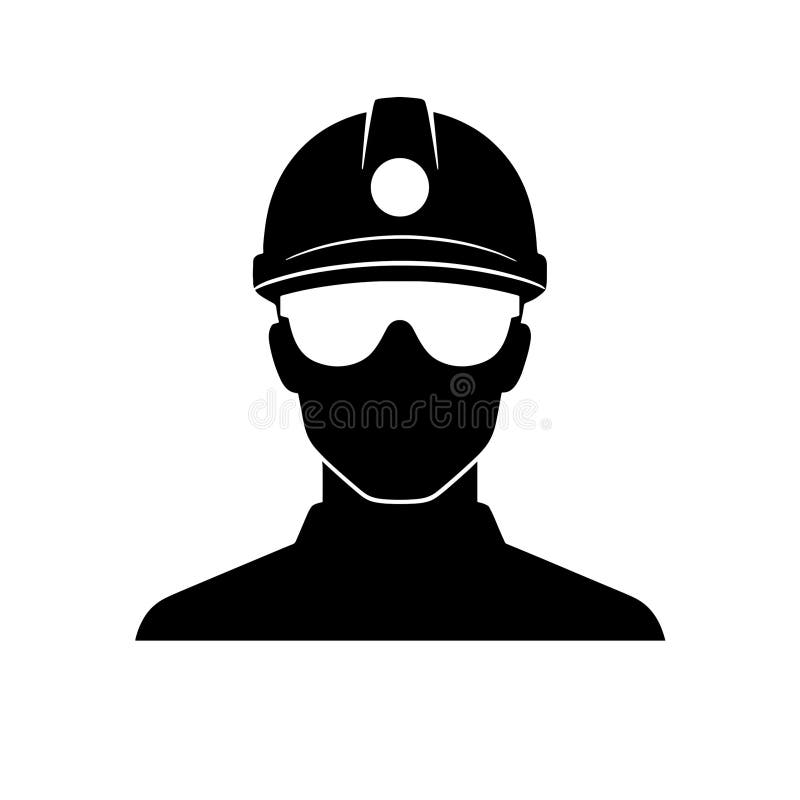 Miner Wearing Helmet Goggles and Mask Safety Stock Illustration ...