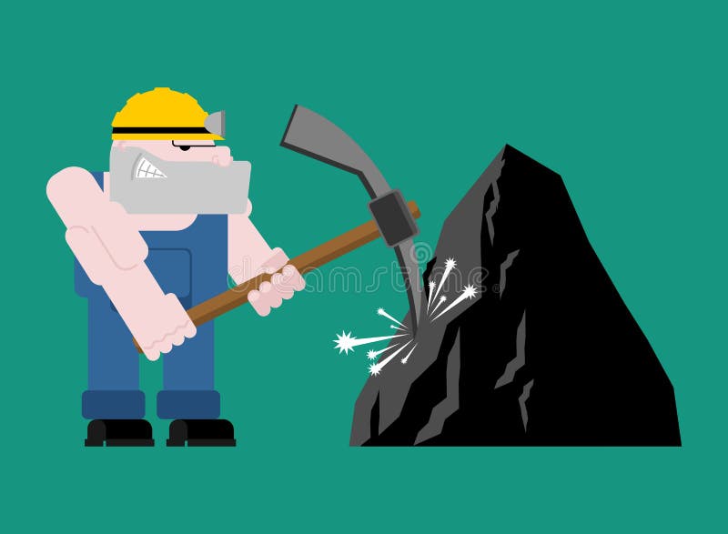 Miner Worker Mining Isolated. Collier with Pickaxe Stock Vector ...