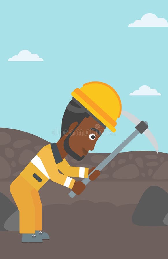 Miner Working with Pickaxe Vector Illustration. Stock Vector ...