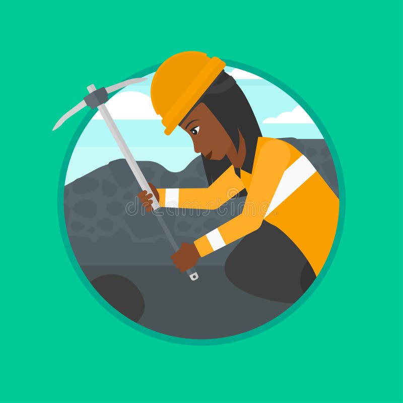 Miner Working with Pickaxe Vector Illustration. Stock Vector ...