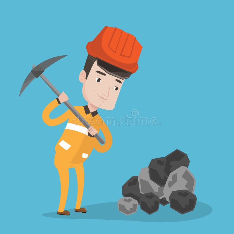 Miner Working with Pickaxe Vector Illustration. Stock Vector ...