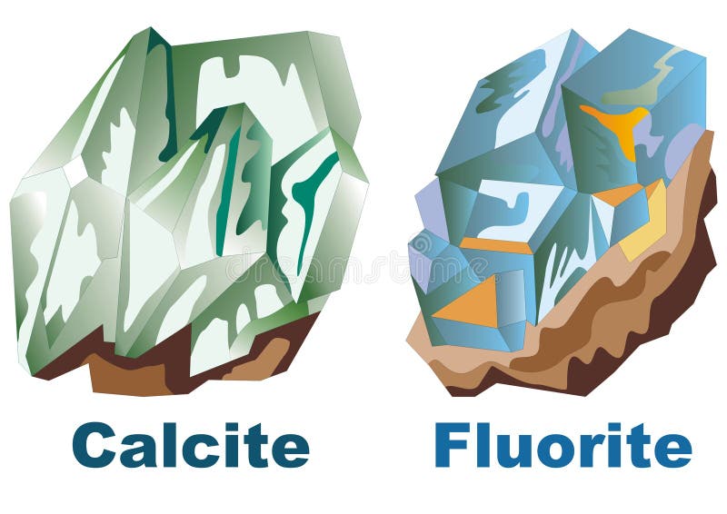 Mineral Crystal Calcite Fluorite Stock Vector - Illustration of ...