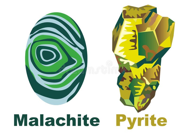 Mineral Crystal Malachite Pyrite Stock Vector - Illustration of fortune ...