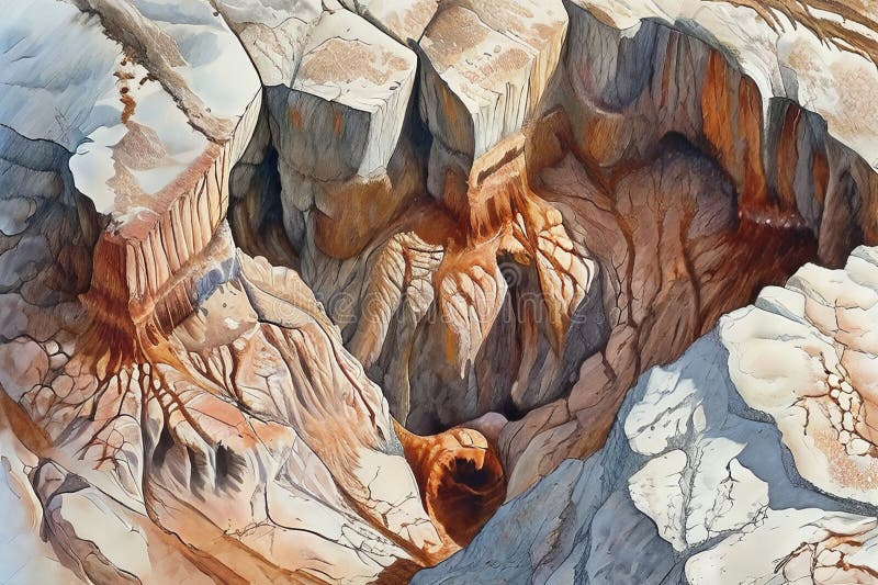 Mineral Deposits in a Rock Formation Illustrating the Formation Stock ...