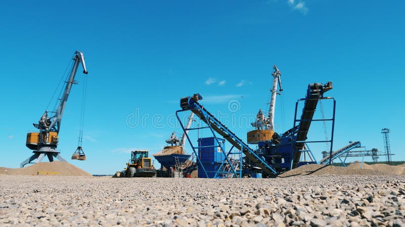 Mineral Extraction Panorama with Stockyards, Aerial Sweep Reveals Heaps ...
