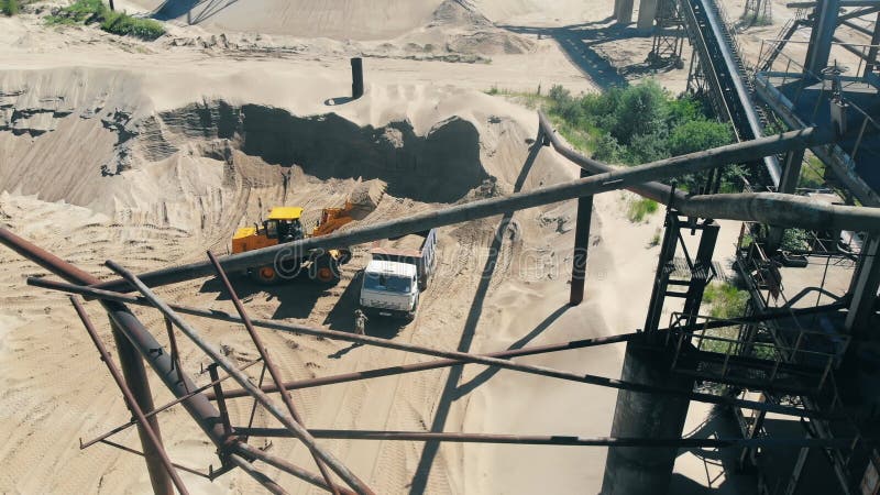 Mineral Extraction Panorama with Stockyards, Aerial Sweep Reveals Heaps ...