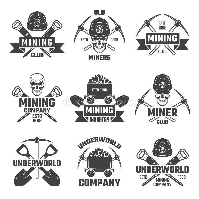 Mineral and Gold Mining. Vector Emblems Stock Vector - Illustration of ...