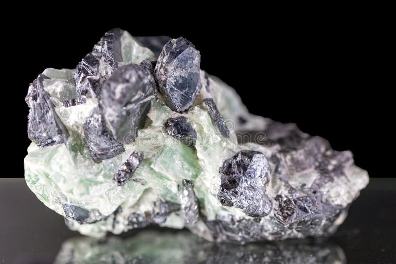 Mineral Hematite - Crystals in Noble Talc on Black Background Stock ...