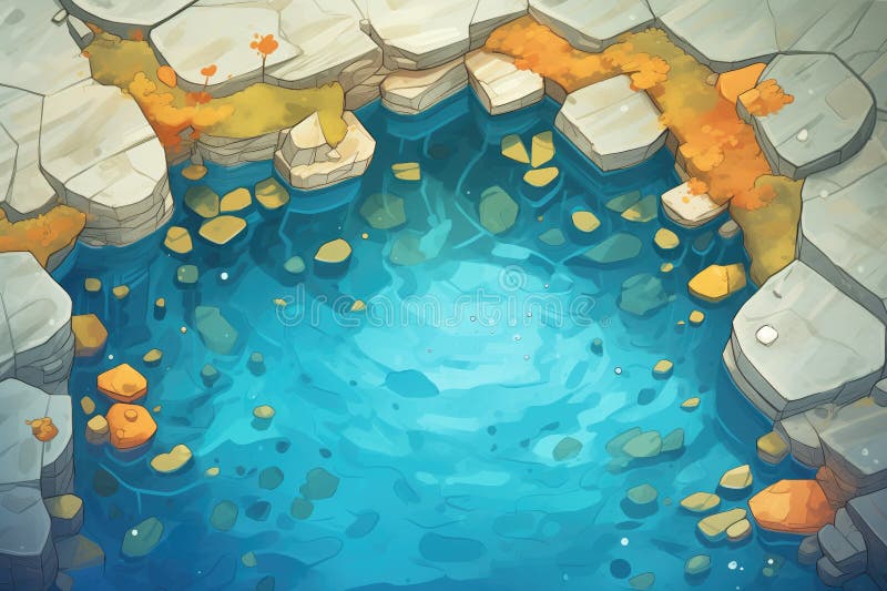 Mineral Pool with Particoloured Dark Stones Stock Image - Image of dark ...