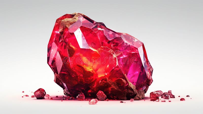 Mineral Shaped Ruby Brilliant Red Crystal Gemstone White Defocused ...