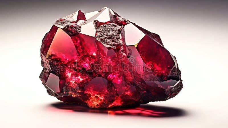 Mineral Shaped Ruby Brilliant Red Crystal Gemstone White Defocused ...