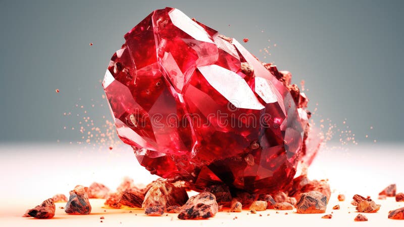 Mineral Shaped Ruby Brilliant Red Crystal Gemstone White Defocused ...