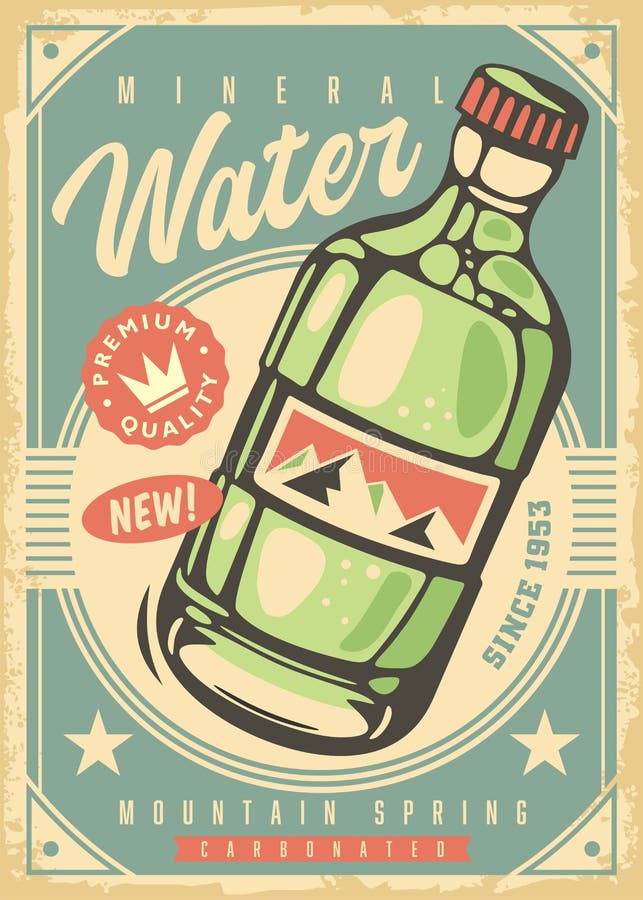 Mineral Water Retro Poster Design Stock Vector - Illustration of ...