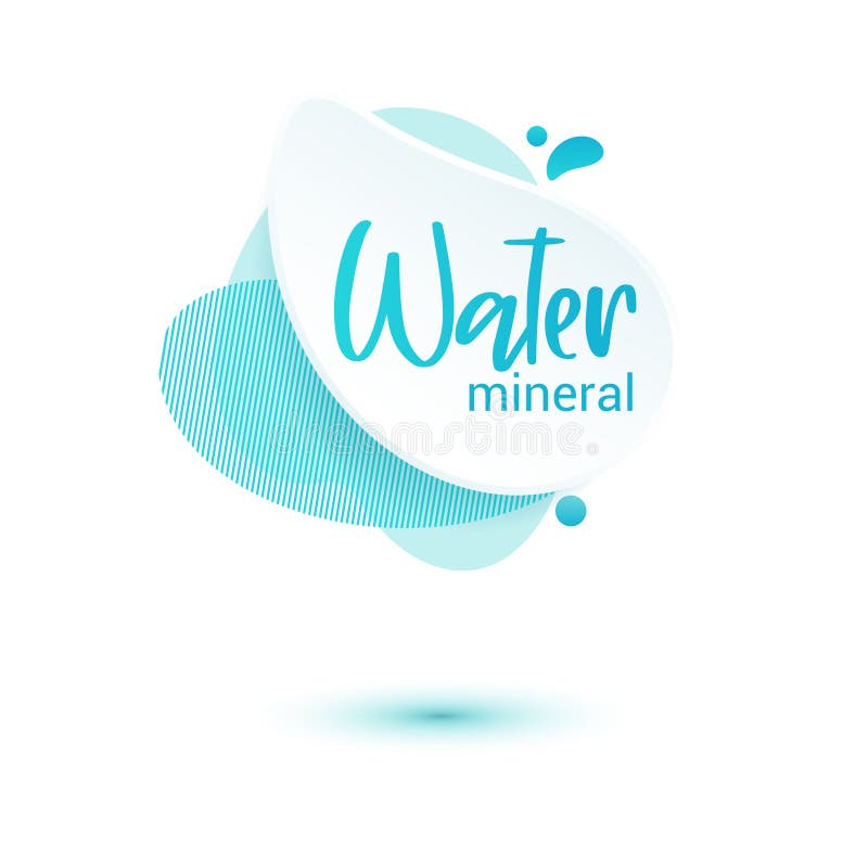 Mineral Water Tag. Blue Label and Stikers Emblem with Drops of Water ...
