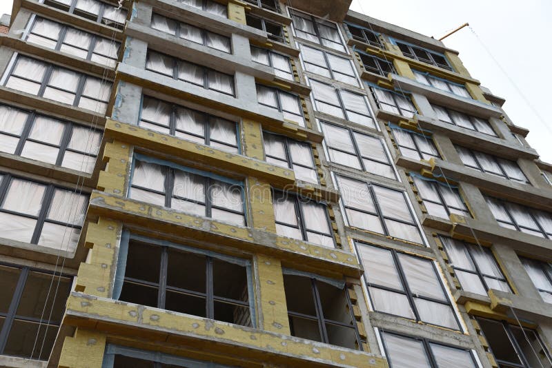 Mineral Wool Insulation of the Facade Building on Construction Site ...