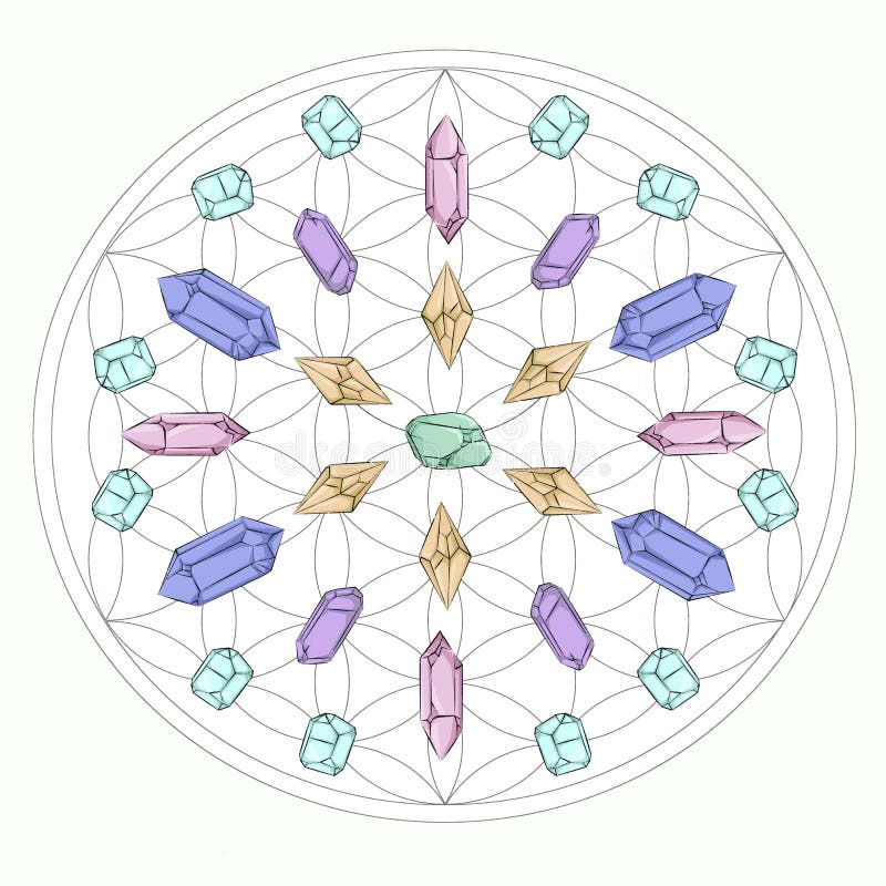 Metatron Cube Grid with Wiccan Crystals Meditation Stock Vector ...